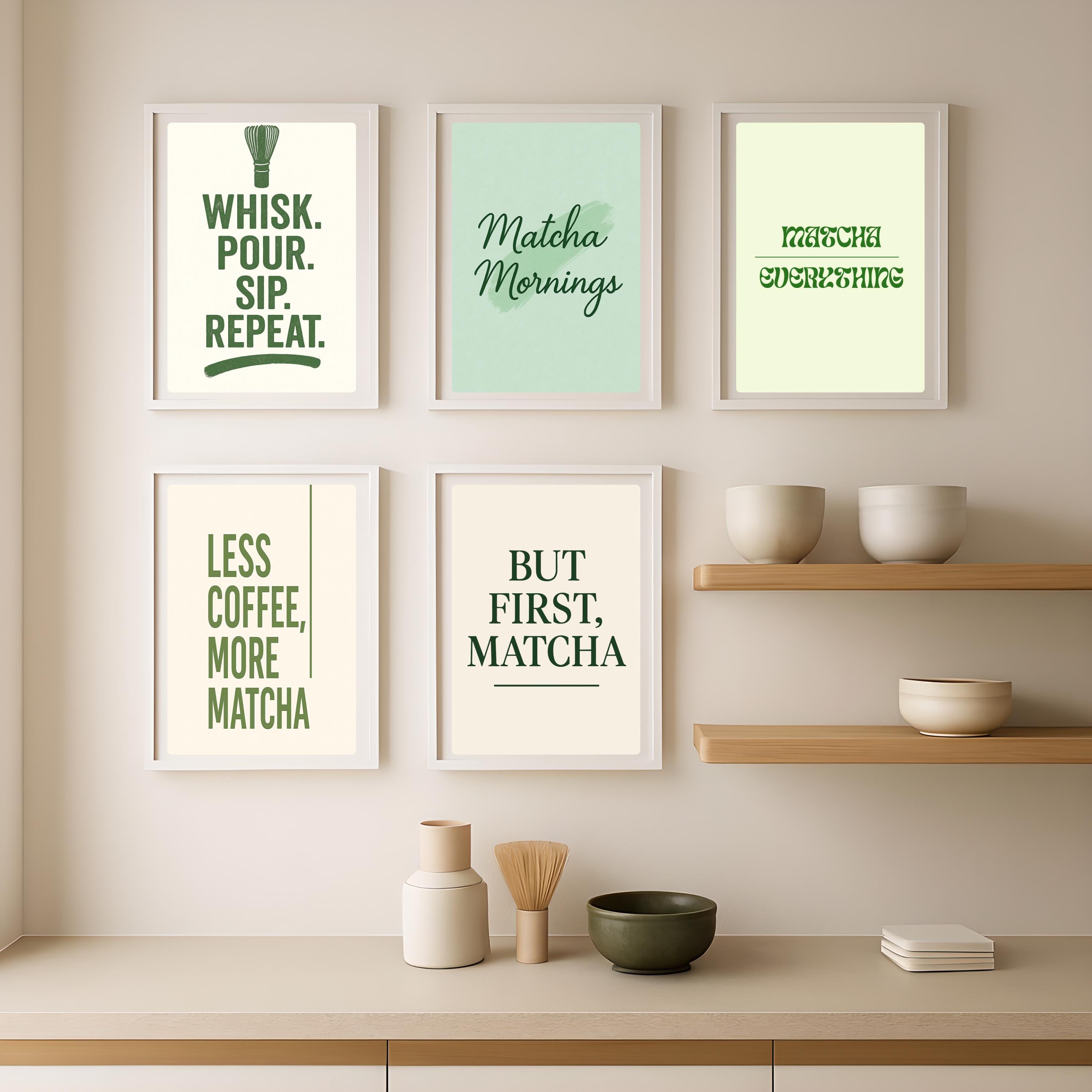 Matcha Wall Art Bundle Printable Quotes | Matcha Kitchen Decor | Tea ...