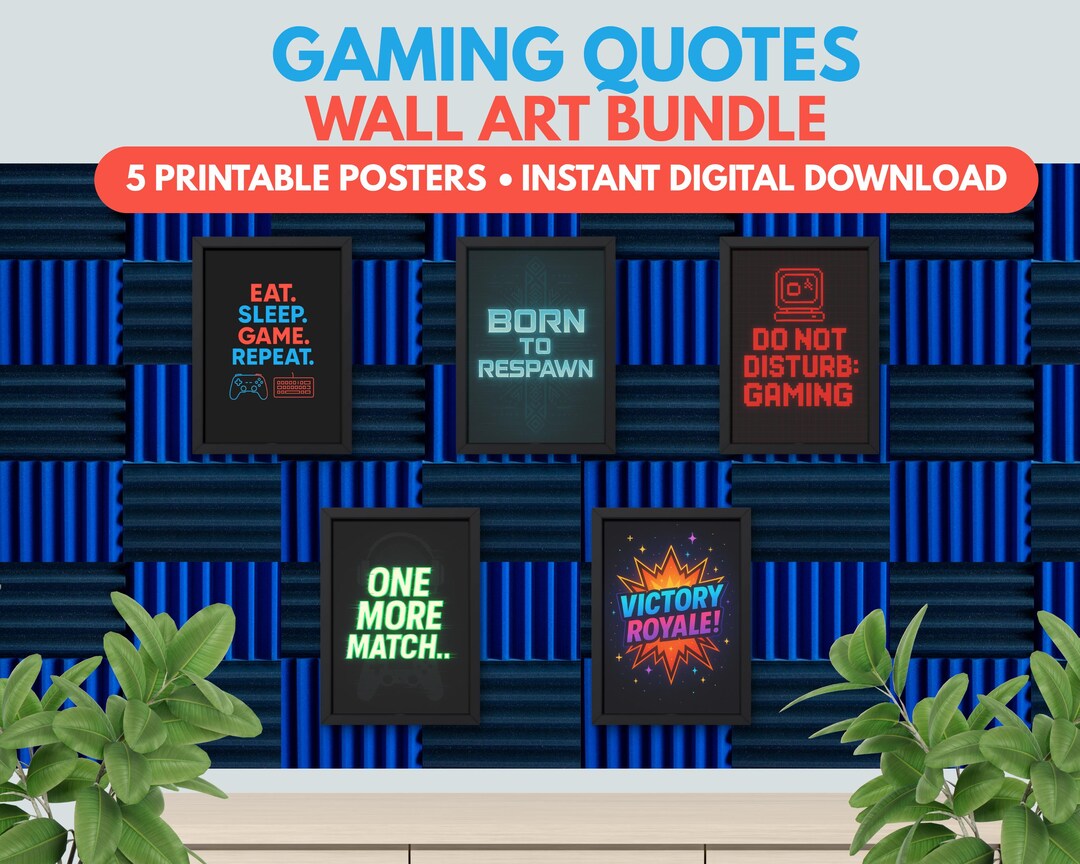 Gaming Wall Art Bundle | Gaming Quotes | Digital Download | Typography ...