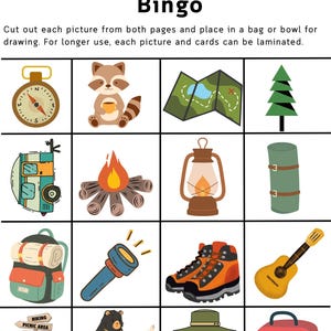 Printable Camping Bingo - Etsy