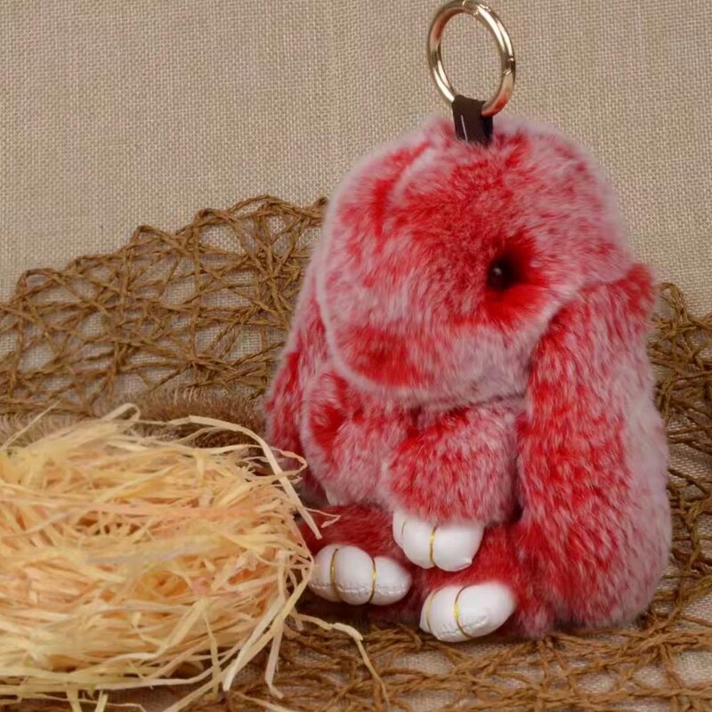 Rabbit Fur Bunny Keychain - Etsy