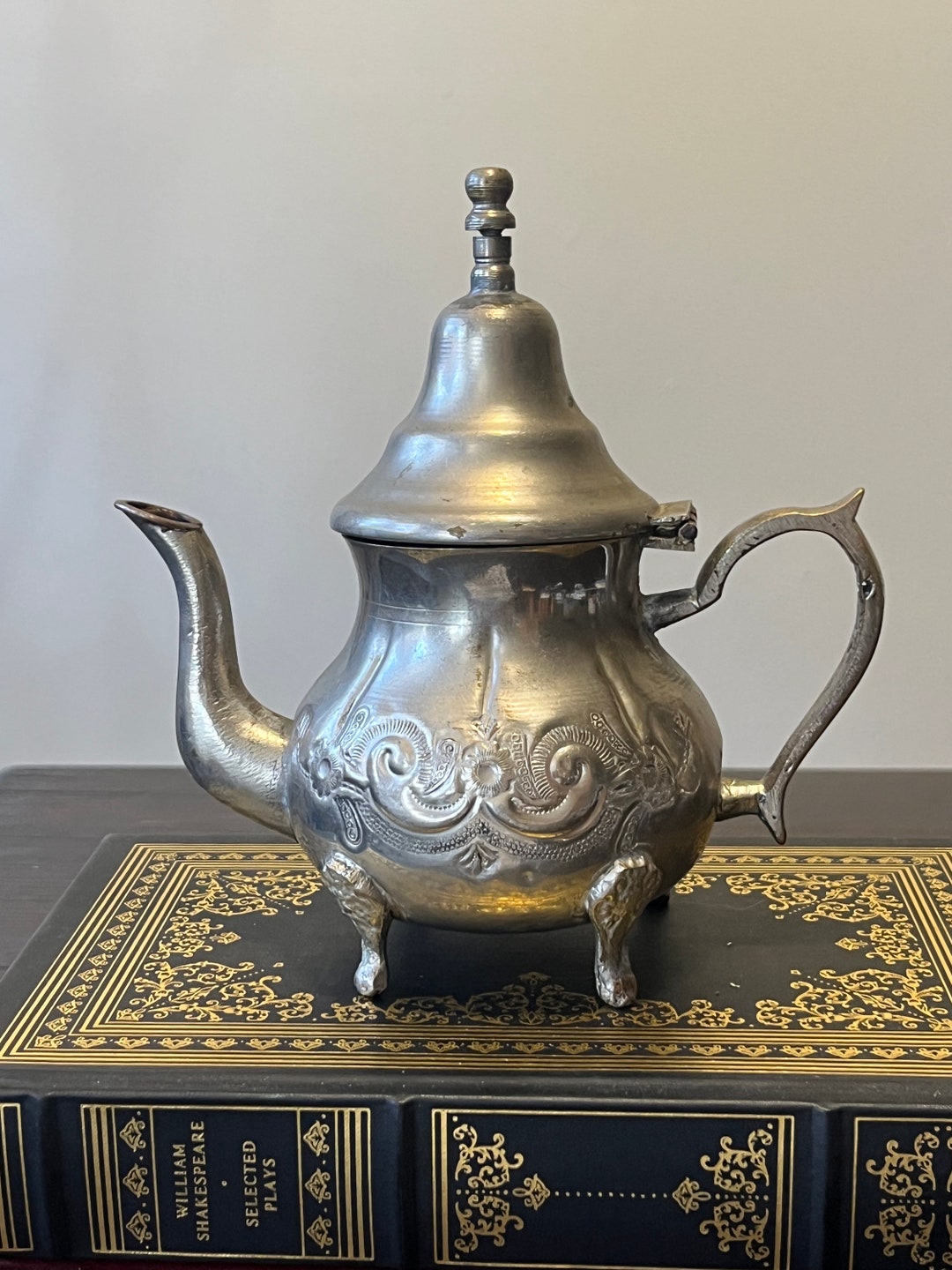 Antique Ornate Metal Teapot With Floral Details Decorative Kettle Pot ...