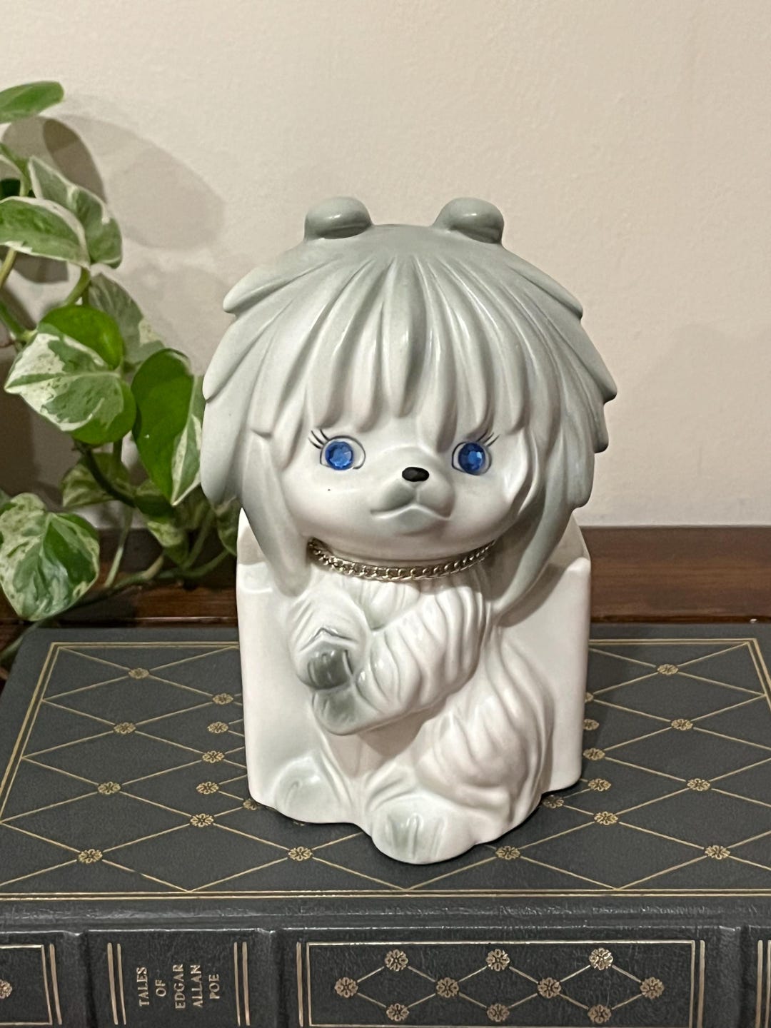 Vintage Maltese Dog Planter Rhinestone Eyes Lego Japan Anthropomorphic ...