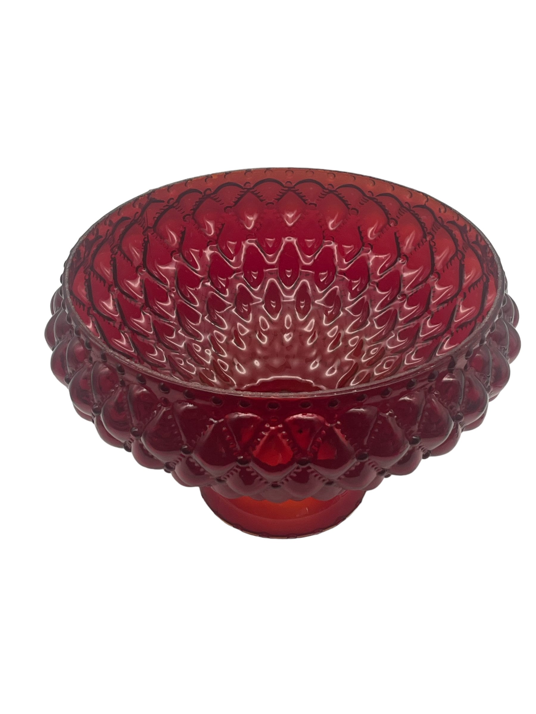 Vintage Fenton Ruby Red Diamond Quilted Glass Lamp Shade Hurricane ...