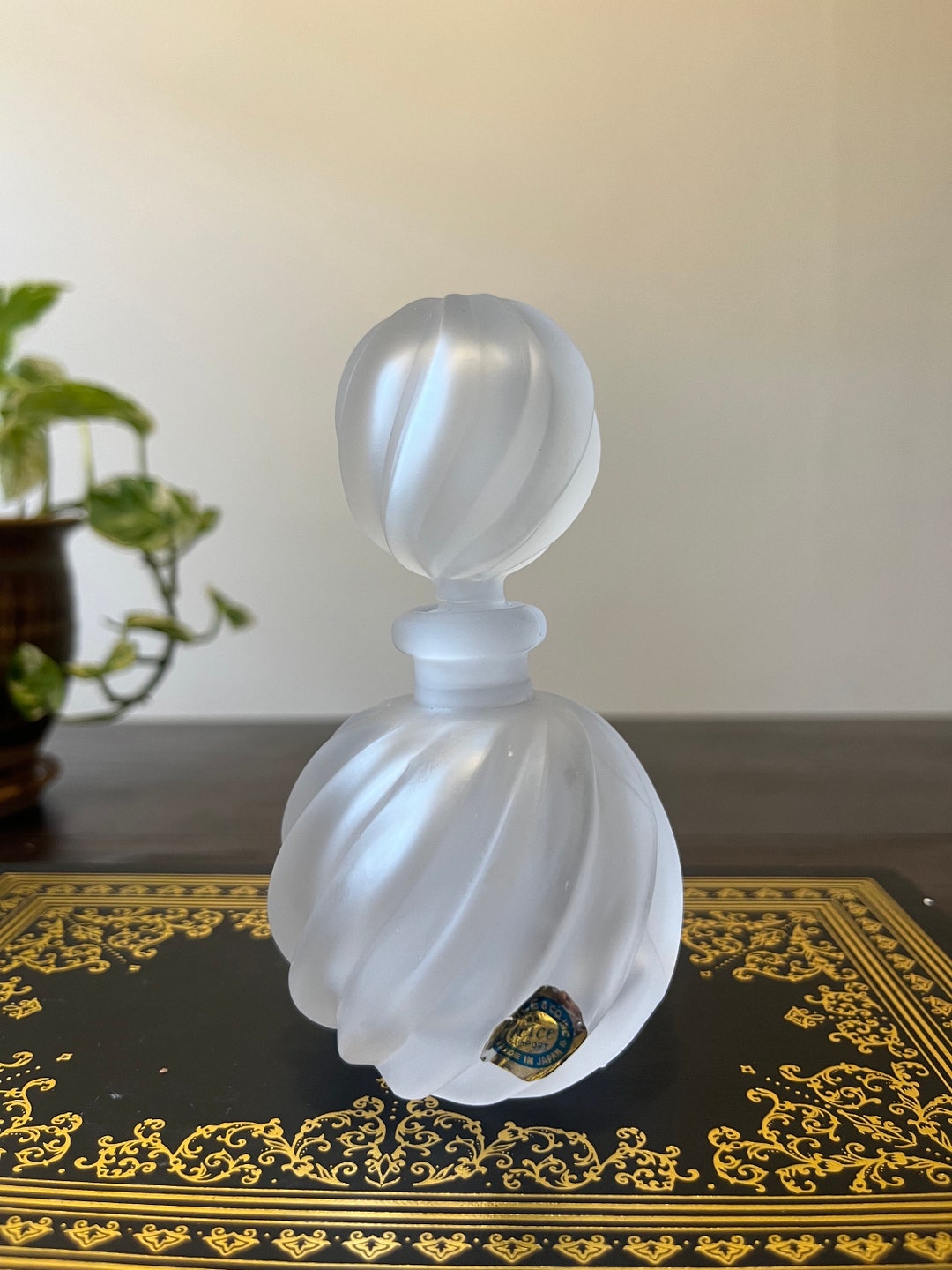 Vintage Ian Rice Perfume Bottle Frosted Swirl Glass Boudoir Vanity ...