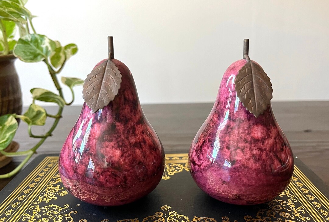 Vintage Italian Purple Alabaster Stone With Brass Leaf Accent Ducceschi ...