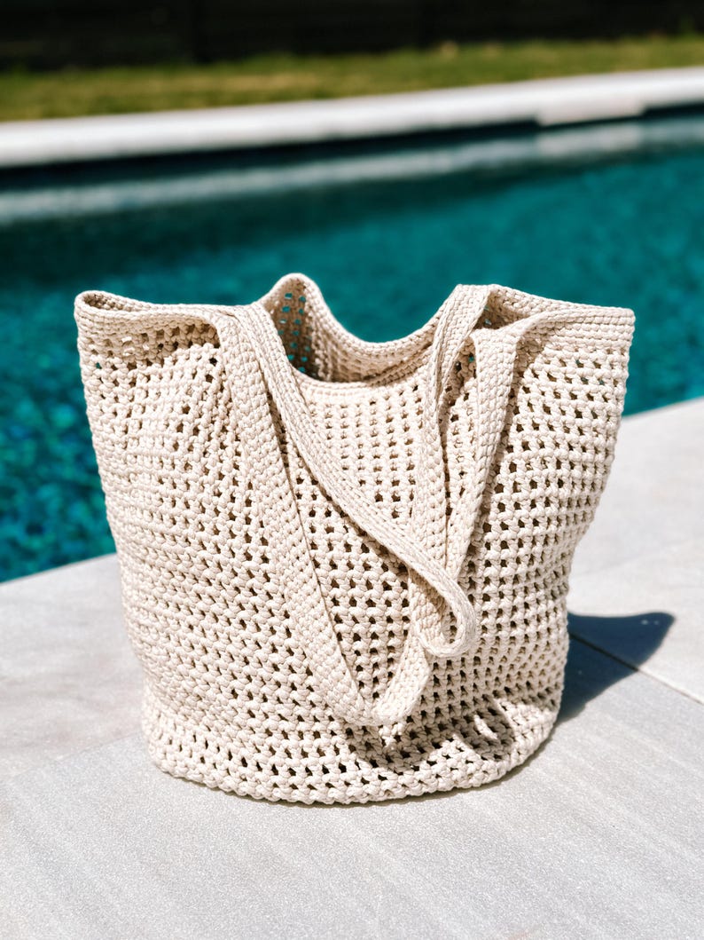 Crochet Beach Bag, Crochet Tote Bag, Summer Tote Bag, Handmade Mesh Bag ...