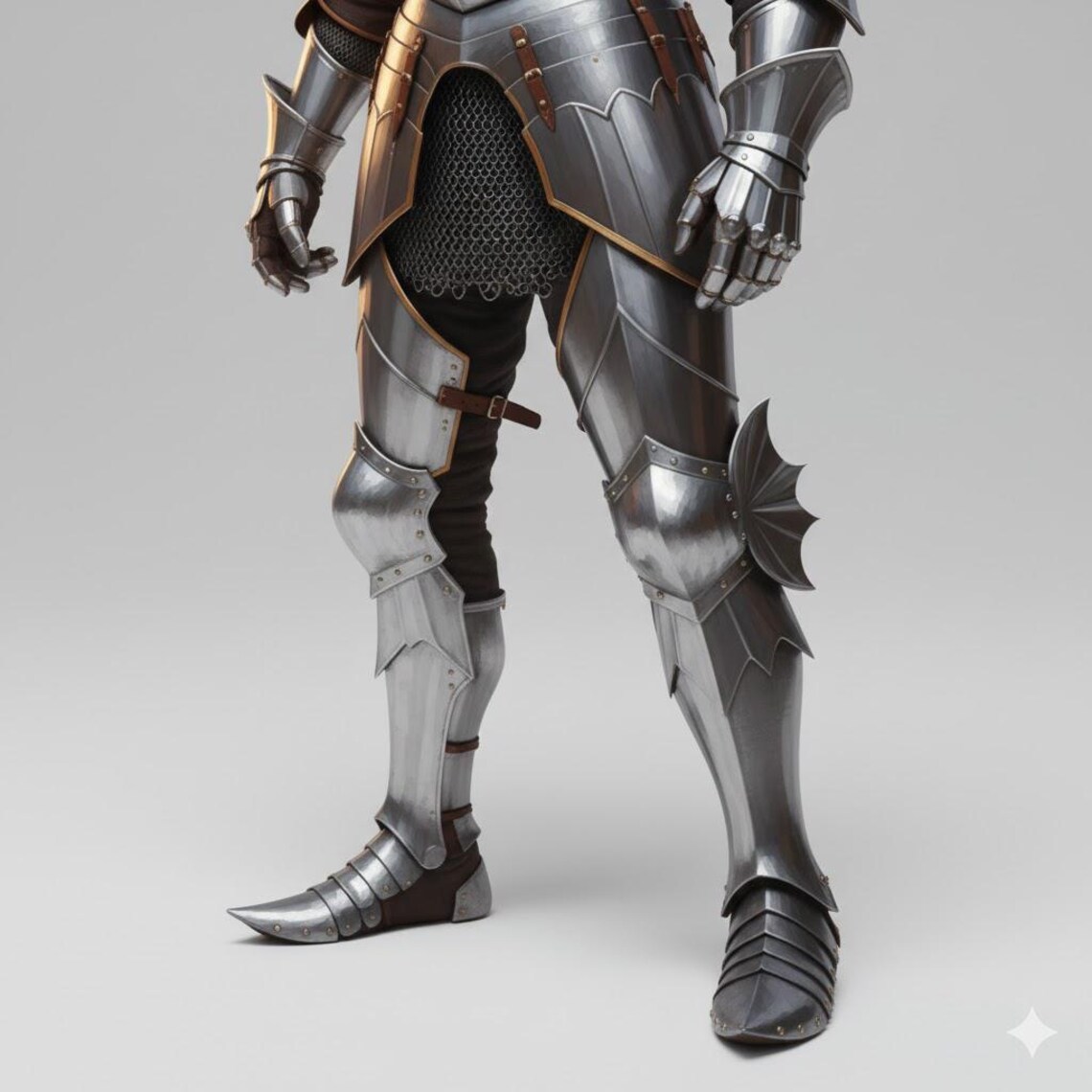 Epic Titanium, Spring, Stainless & Mild Steel Greaves and Sabatons Leg ...