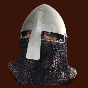 Viking Nasal Helmet With Chainmail Aventail Steel Norse Armor in Mild ...