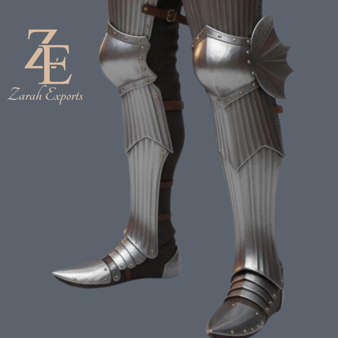Epic Titanium, Spring, Stainless & Mild Steel Greaves and Sabatons Leg ...