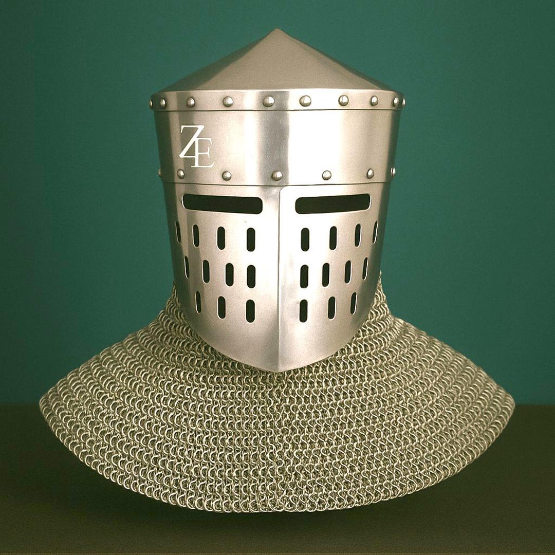 Medieval Crusader Kalota Helmet | Polished Steel LARP Knight Armor (18G ...