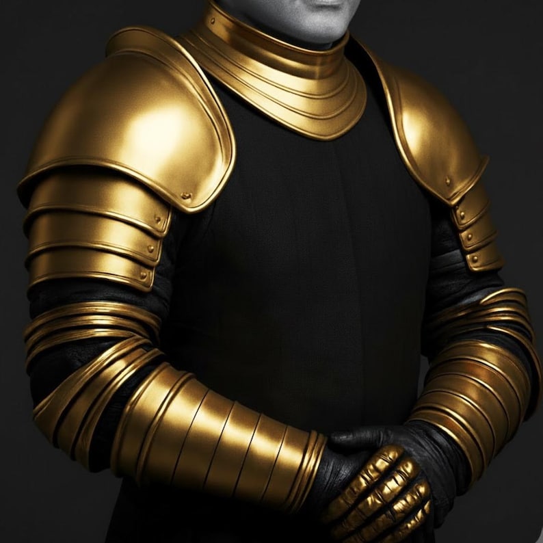 Gold and Silver Knight Shoulder and Arm Armor Set, Dual Finish ...