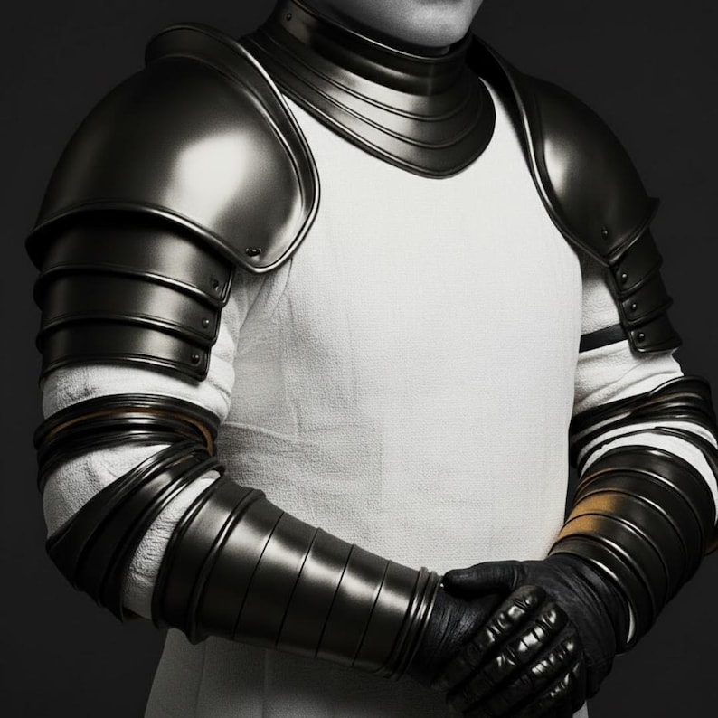 Gold and Silver Knight Shoulder and Arm Armor Set, Dual Finish ...