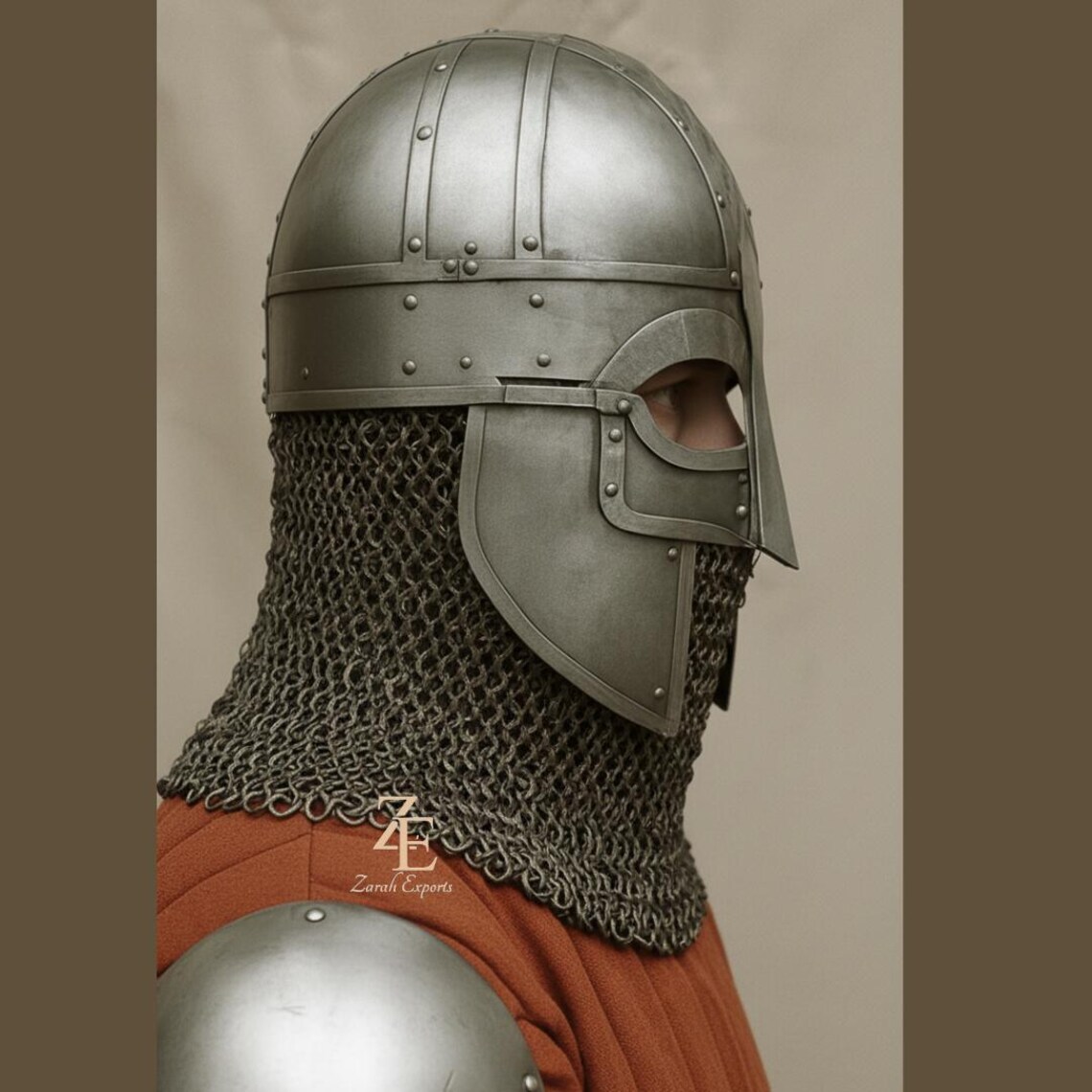 Medieval Crusader 18 Gauge Steel Helmet, Chainmail Knight Headpiece - Etsy