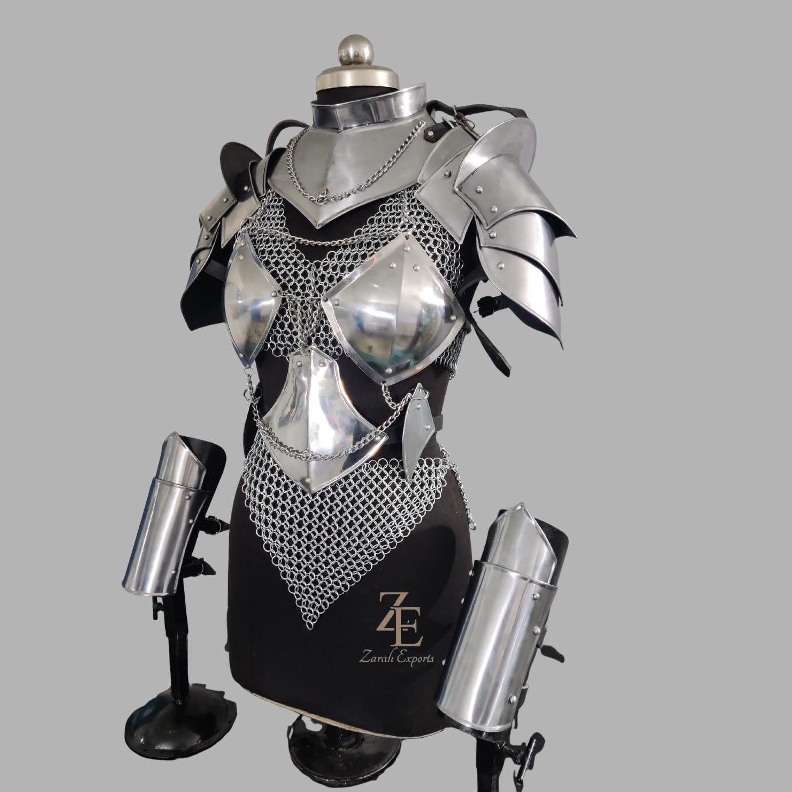 Lady Knight Steel Armor Set, Chainmail Cosplay Costume, Women's LARP ...