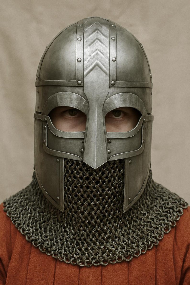 Medieval Crusader 18 Gauge Steel Helmet, Chainmail Knight Headpiece - Etsy