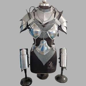 Lady Knight Steel Armor Set, Chainmail Cosplay Costume, Women's LARP ...