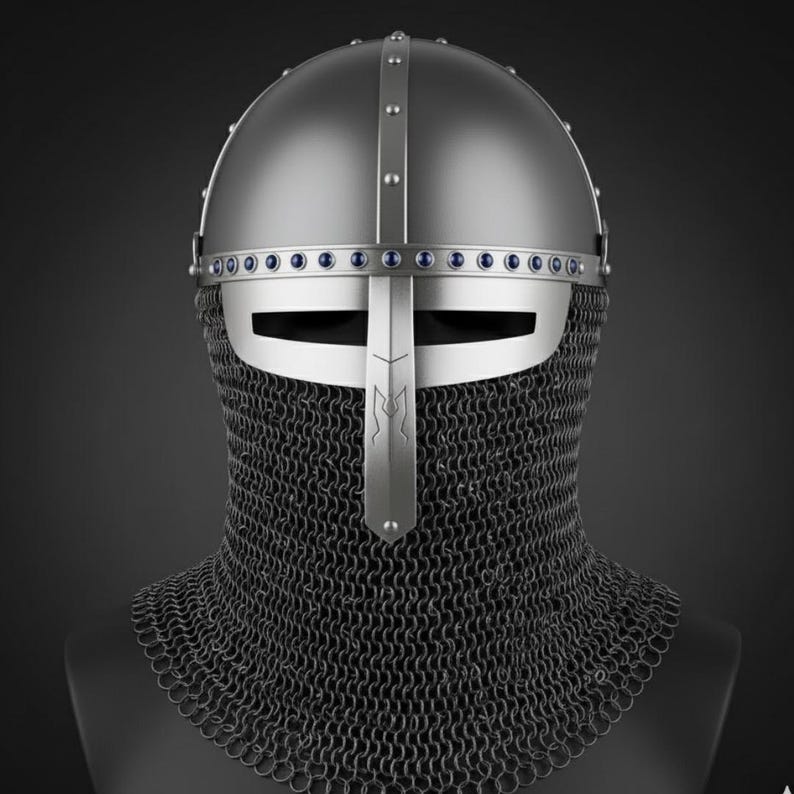 Norman Viking Steel Nasal Helmet, Chainmail Aventail, LARP SCA Armor - Etsy