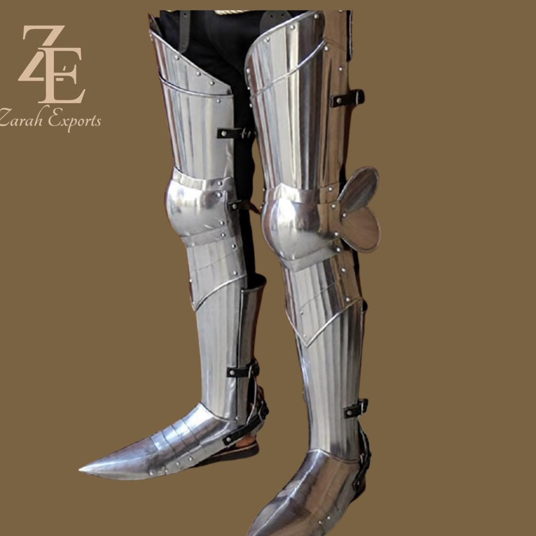 Epic Titanium, Spring, Stainless & Mild Steel Greaves and Sabatons Leg ...