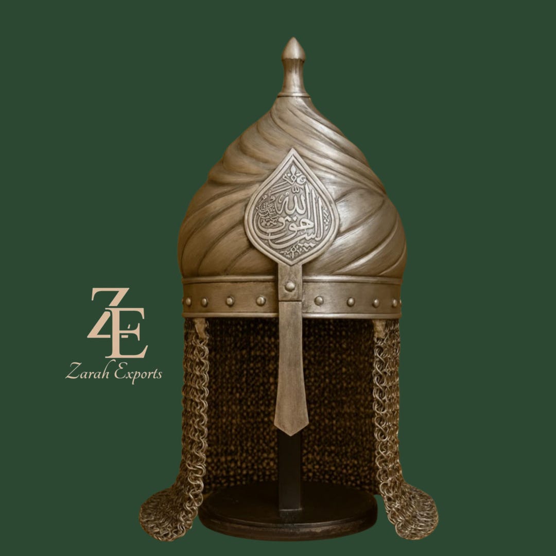 Oxidized Steel Turban Helmet With Nasal & Chainmail Aventail ...