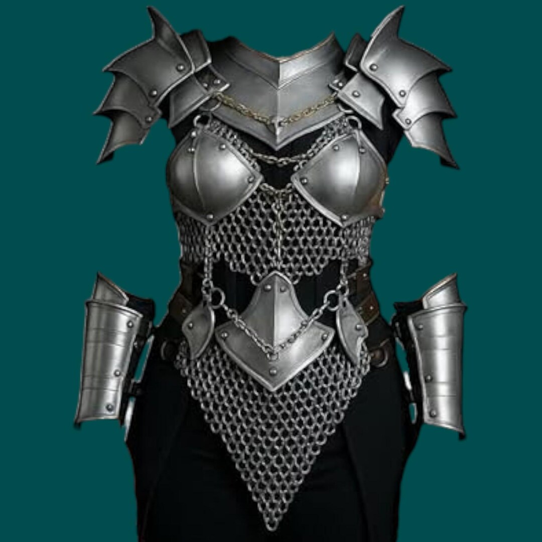 Lady Knight Steel Armor Set, Chainmail Cosplay Costume, Women's LARP ...
