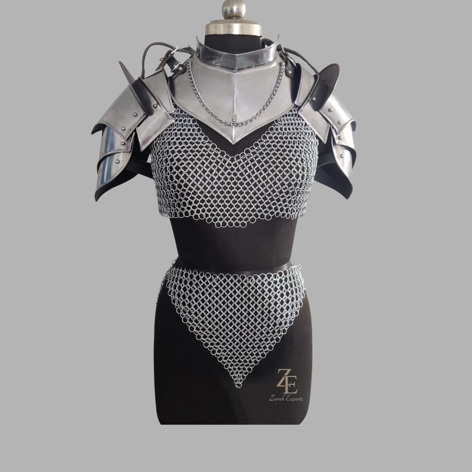 Lady Knight Steel Armor Set, Chainmail Cosplay Costume, Women's LARP ...