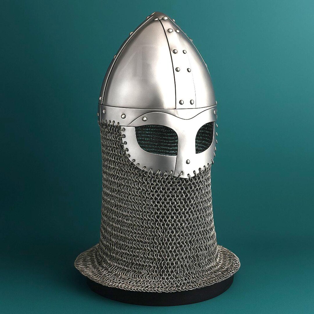 Viking Vendel Helmet: Steel Norse Mask With Chainmail Aventail - Etsy