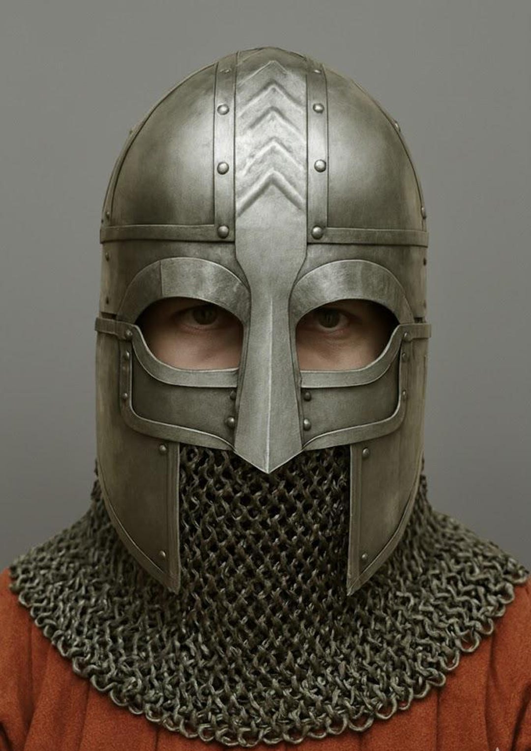 Medieval Crusader 18 Gauge Steel Helmet, Chainmail Knight Headpiece ...