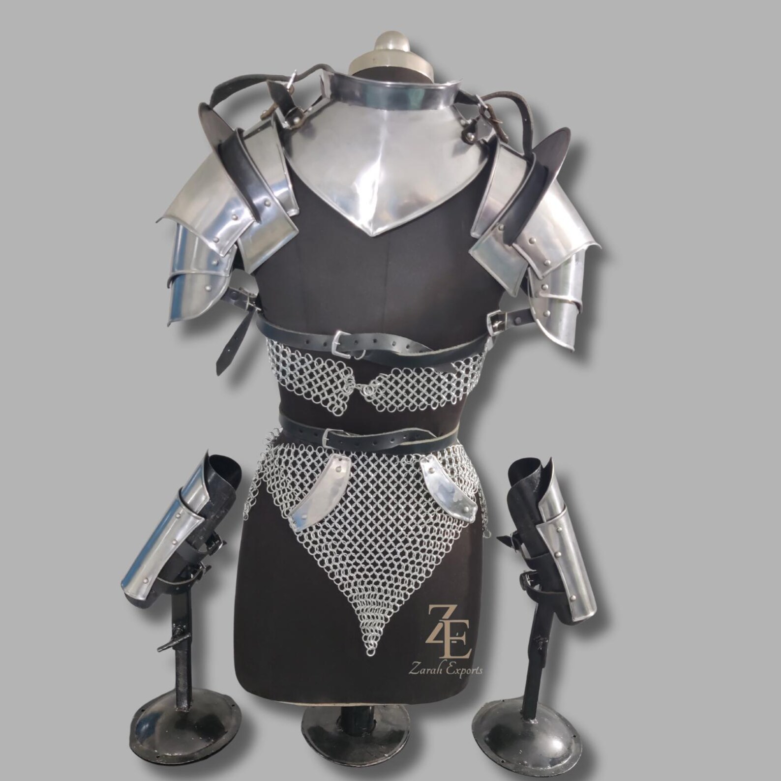 Lady Knight Steel Armor Set, Chainmail Cosplay Costume, Women's LARP ...
