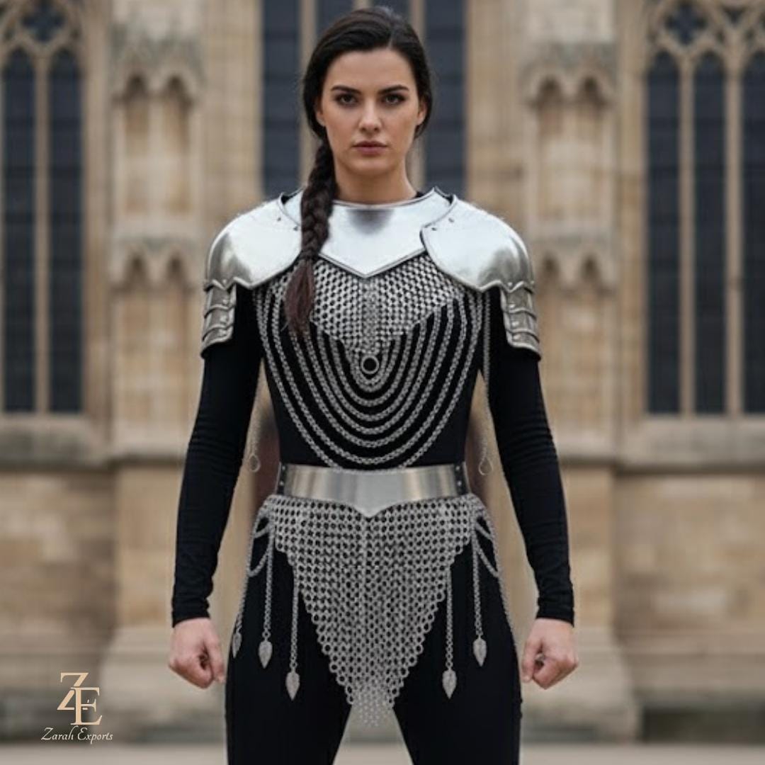 Handmade Chainmail Armor Dress, Silver Shoulder Plate, Gothic LARP ...
