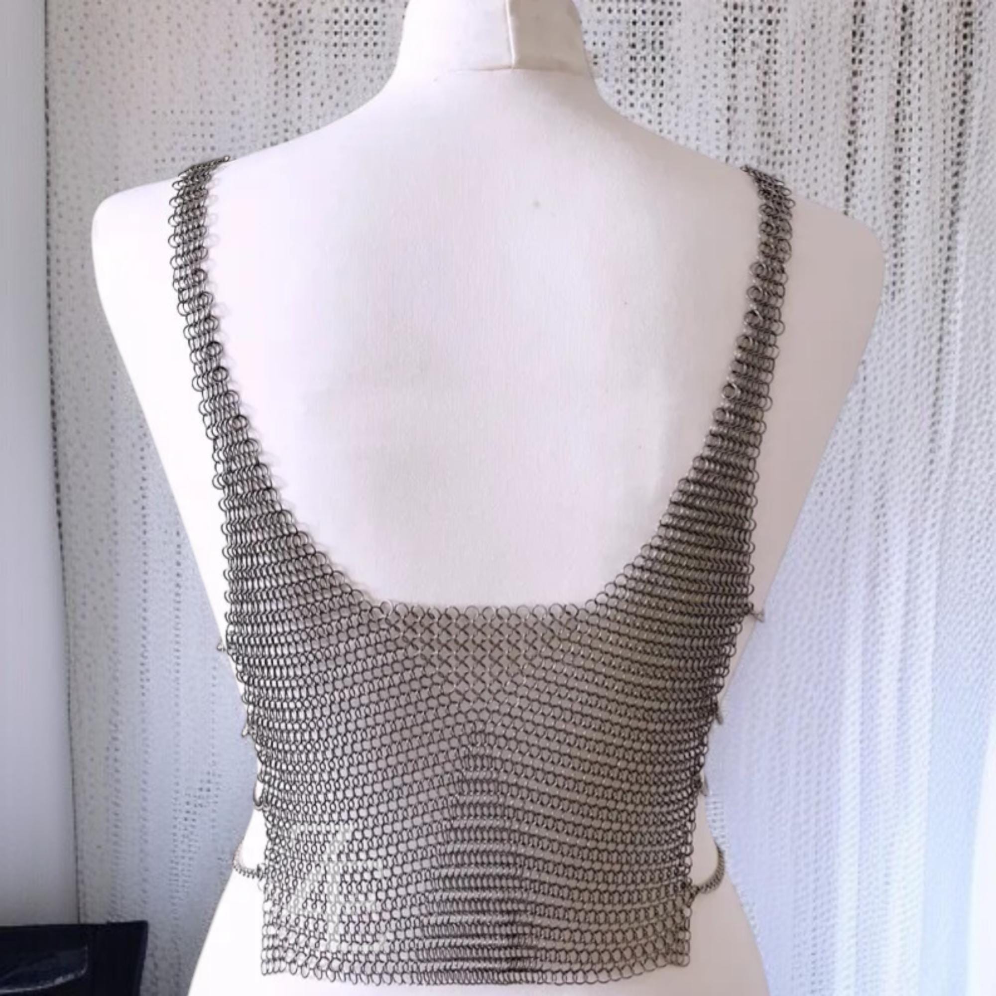 Chainmail Crop Top | Mild Steel Bra Top, Gothic Rave Lingerie - Etsy