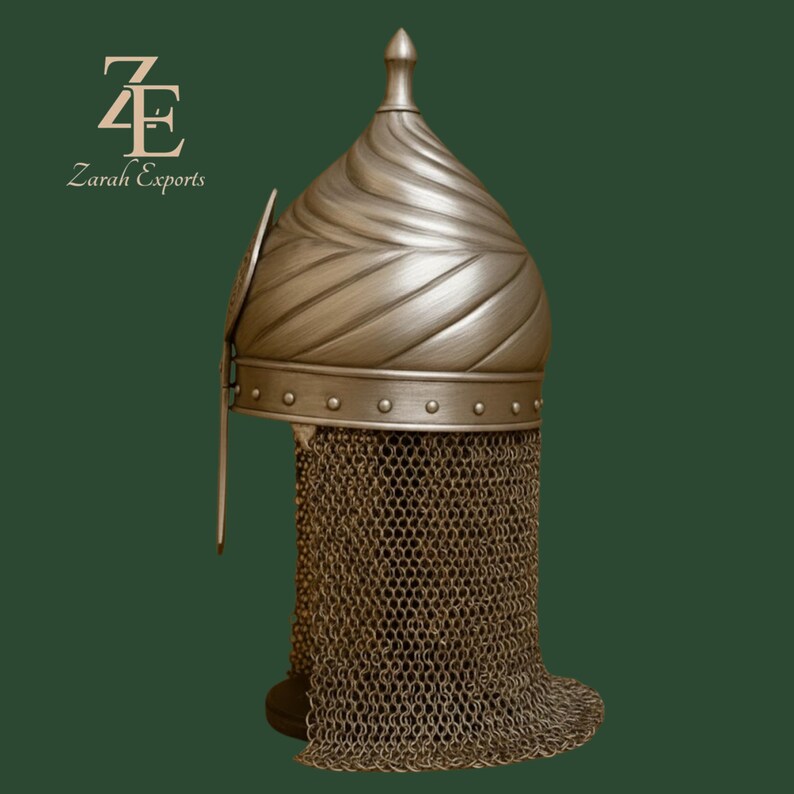 Oxidized Steel Turban Helmet With Nasal & Chainmail Aventail ...
