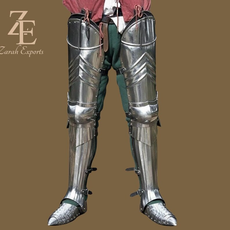 Gothic Fluted Full Leg Armor With Sabatons, Belt Hung Cuisses Poleyns ...