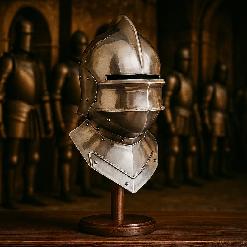 Handmade Gothic Sallet Helmet: 18ga Steel Knight Armor, Cosplay LARP ...
