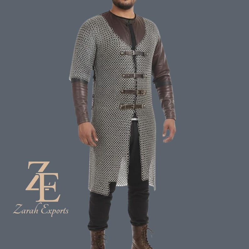 Medieval Steel Lamellar Armor Coat, Chainmail Sleeves, LARP Cosplay ...