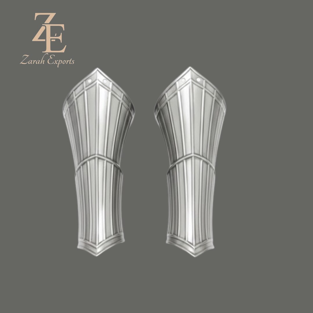 Metal Fluted Steel Arm Bracers Pair, Slim Gothic Forearm Armour for ...