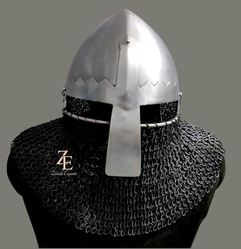 Viking Nasal Helmet With Chainmail Aventail Steel Norse Armor in Mild ...