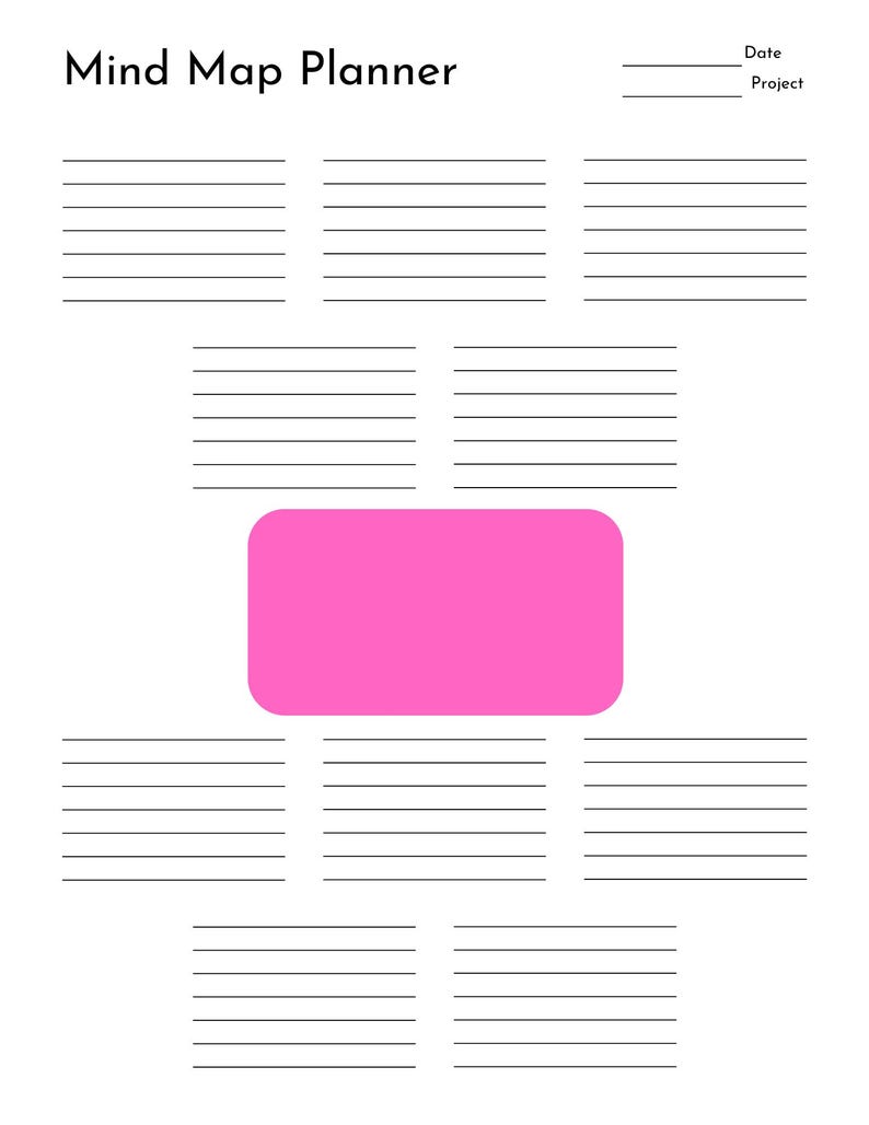 Mind Mapping Tool, Printable Mind Map Template Planner, Brainstorm ...
