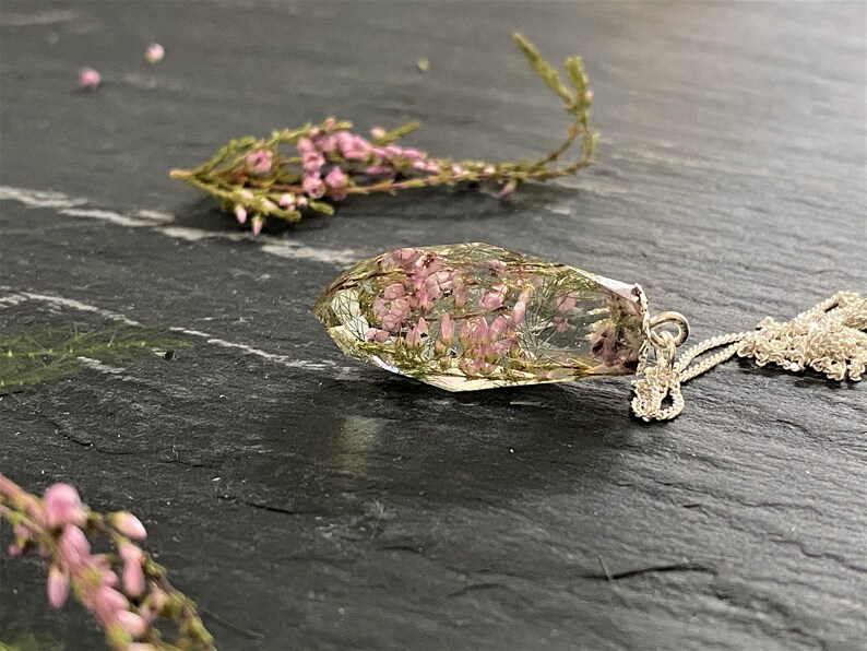 Scottish Heather Necklace, Real Flower Terrarium Pendant, Sterling ...