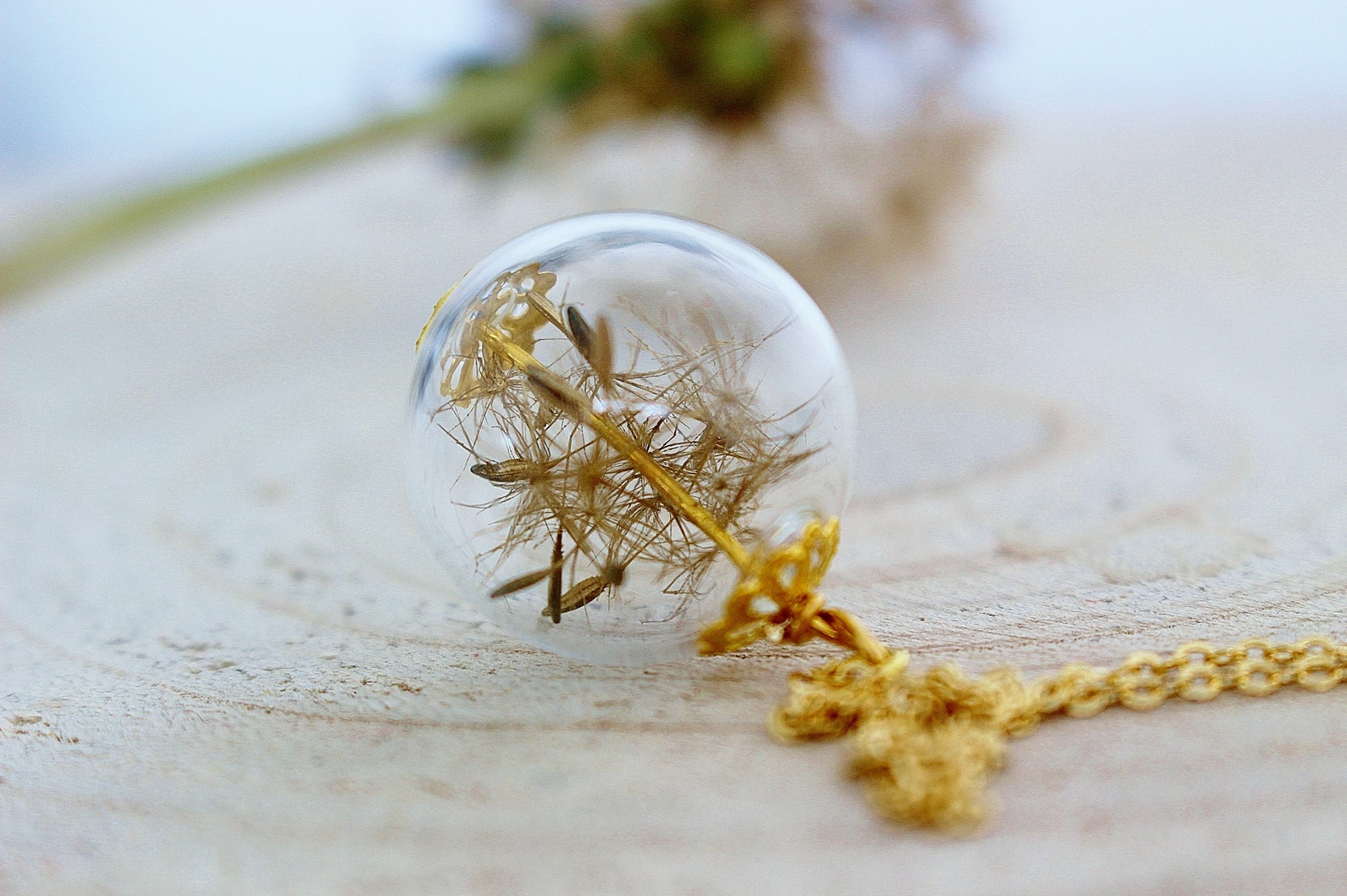 Dandelion Necklace Gold Wishes Golden Anniversary Gift Make - Etsy UK