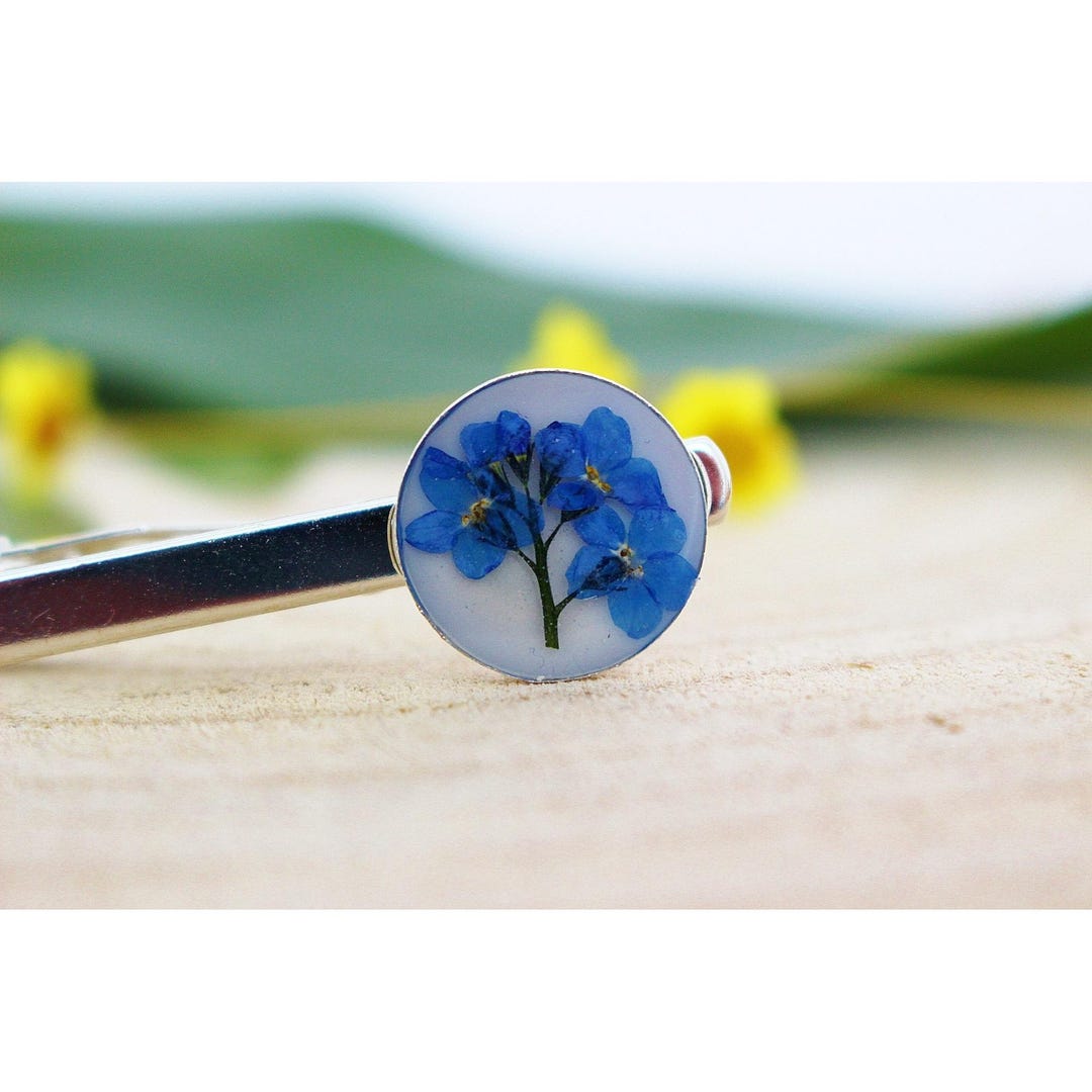 Forget Me Not Tie Clip: Real Flower Resin Tie Bar - Etsy