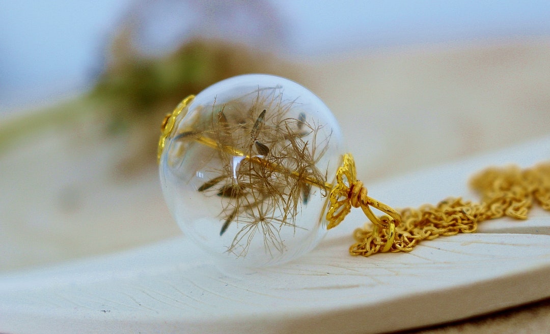 Dandelion Necklace, Gold Wishes, Golden Anniversary Gift, Make a Wish ...