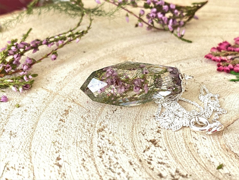 Scottish Heather Necklace, Real Flower Terrarium Pendant, Sterling ...