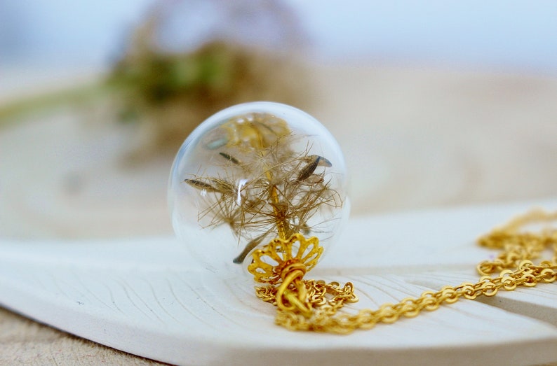 Dandelion Necklace Gold Wishes Golden Anniversary Gift Make - Etsy UK