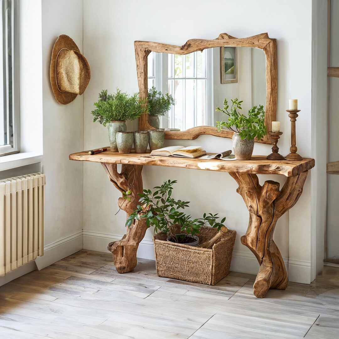 Modern Rustic Console Table Solid Wood Table Live Edge Table Farmhouse ...