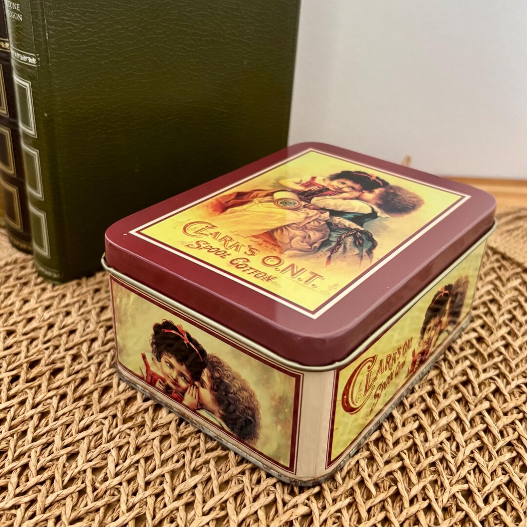 Vintage Clark’s O.N.T. Spool Cotton Metal Tin – Retro Advertising Tin ...