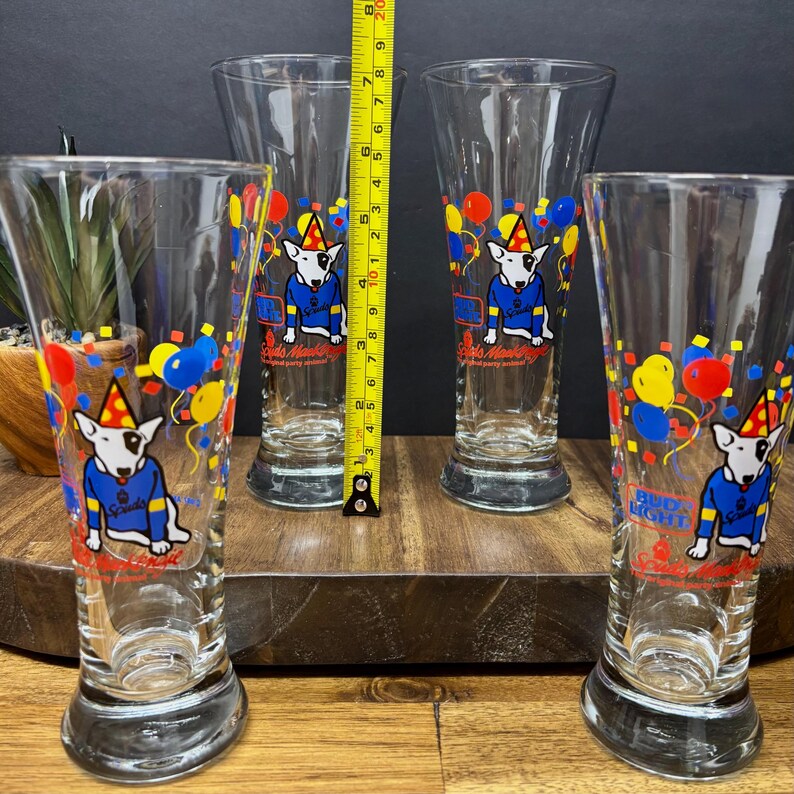 Vintage Bud Light Spuds 1987 Glasses, Set of 4 Advertising Glasses ...