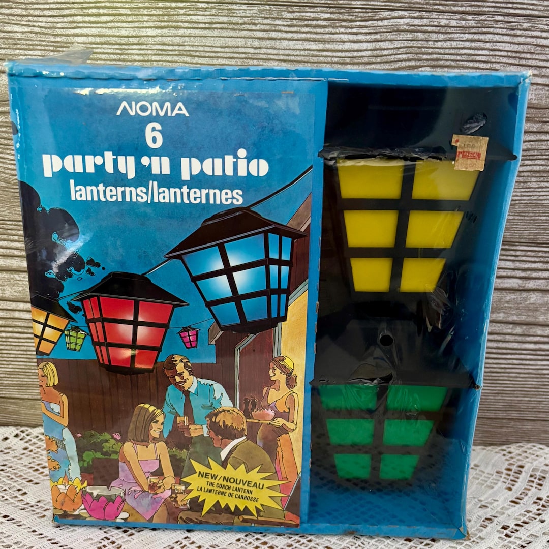 Vintage Noma Party'n Patio Lights 1978, Set of 6 Multi-colored Lanterns ...