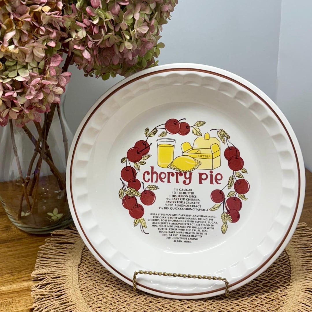 Vintage Cherry Pie Dish – Illustrated Recipe – Manoir Collection ...