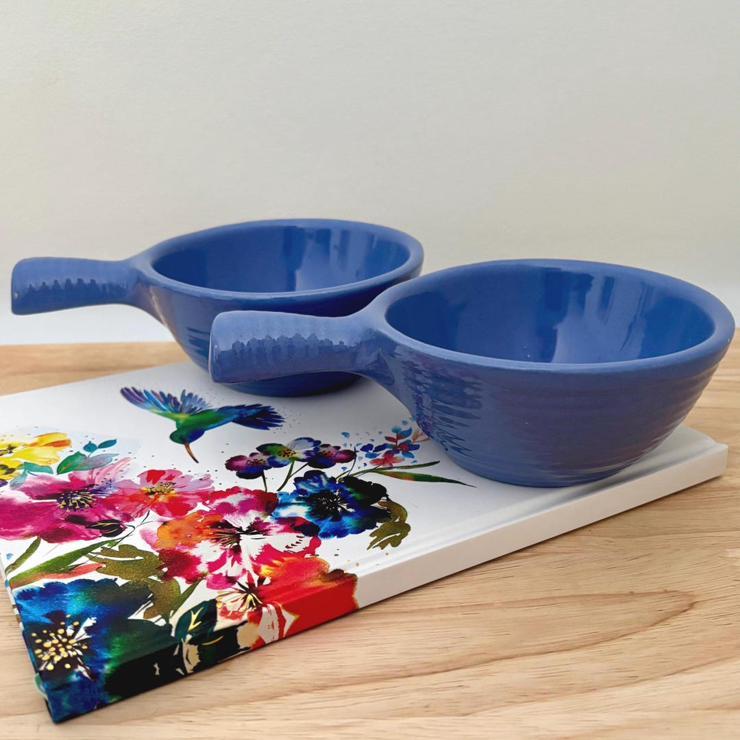 Set of 2 Blue HEINZ USA Soup Bowls With Handles – Western Pottery ...