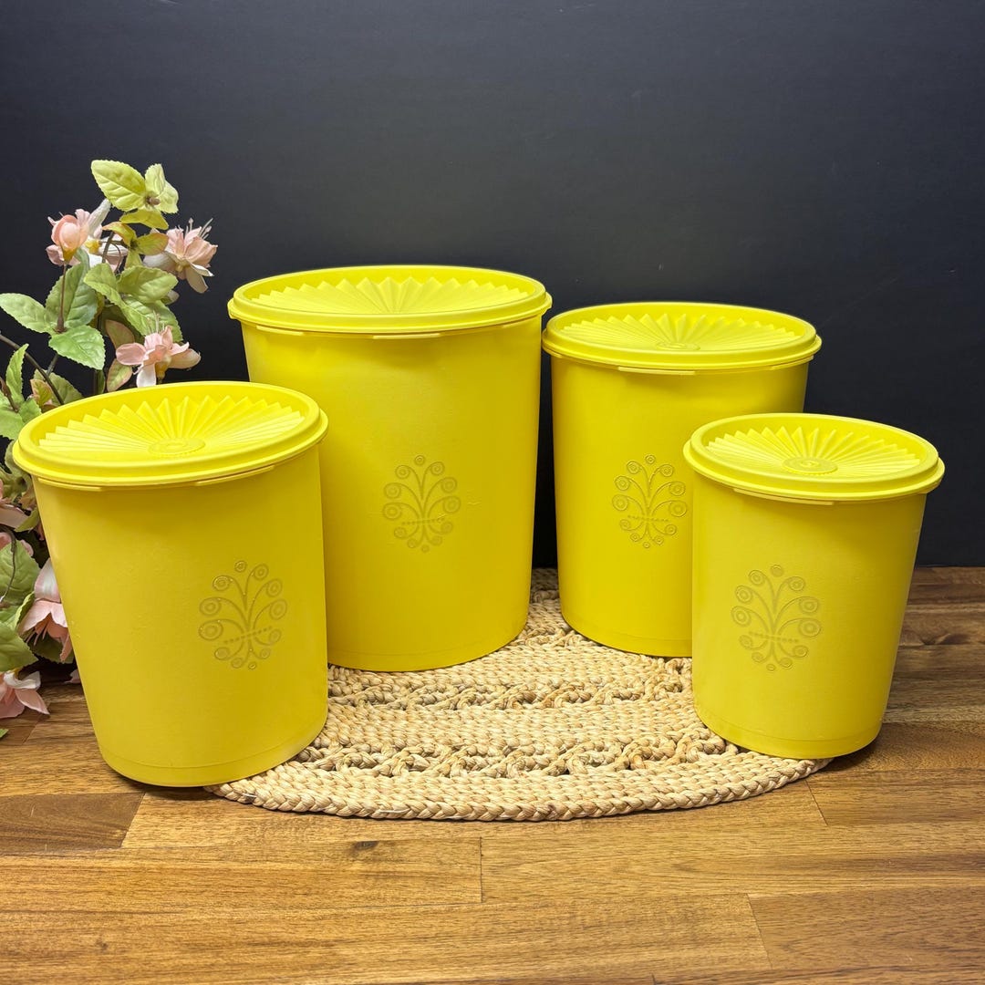 Set of 4 Yellow Tupperware Sunburst Sunny Daisy Containers, Servalier ...